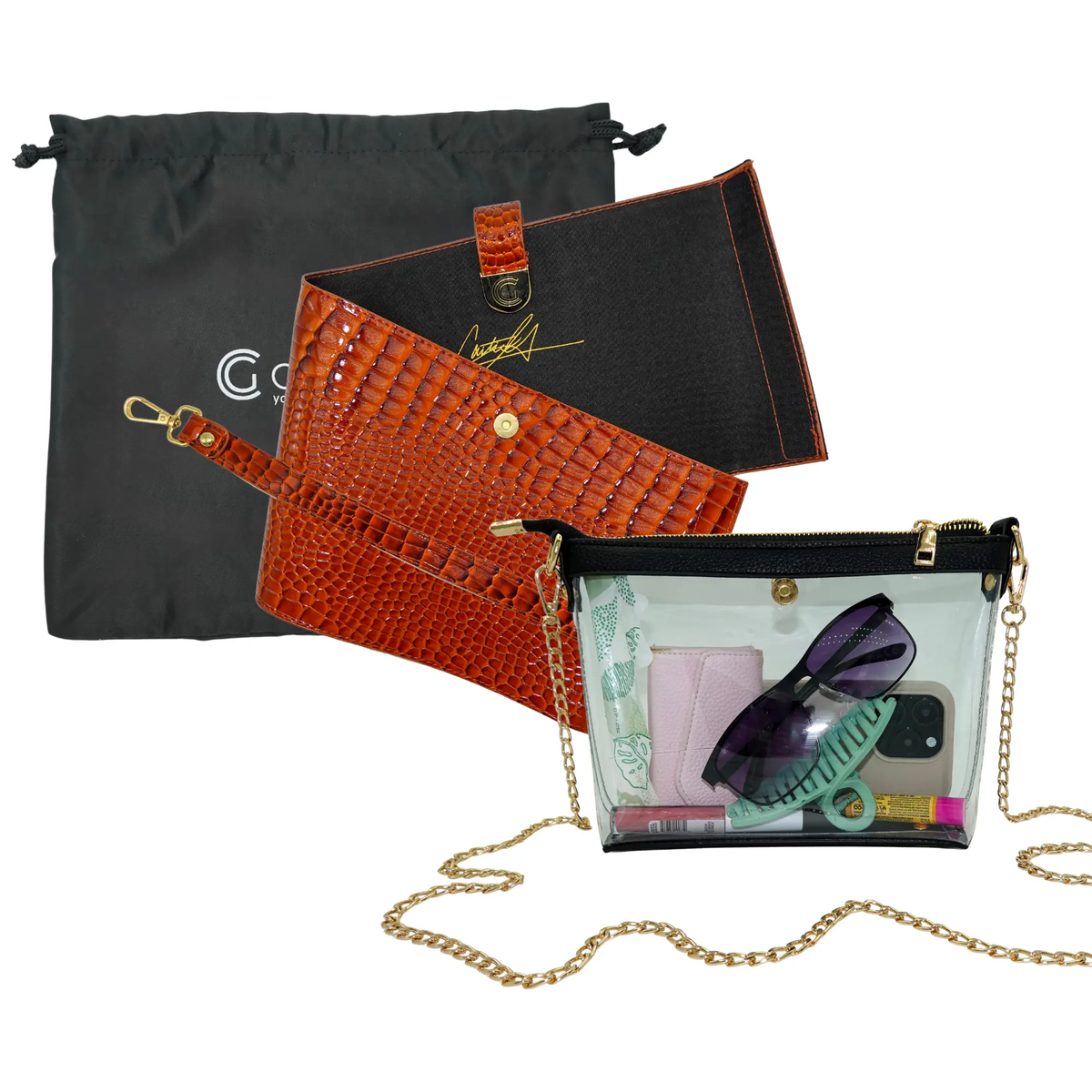 Caitie G Signature Bag - Orange Alligator